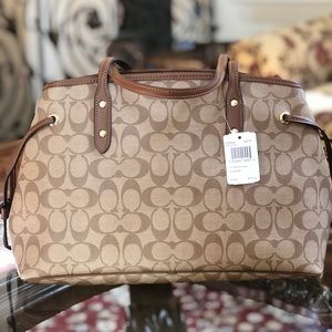 Coach | Bags | Authentic Coach Drawstring Signature Carryall Tote ...